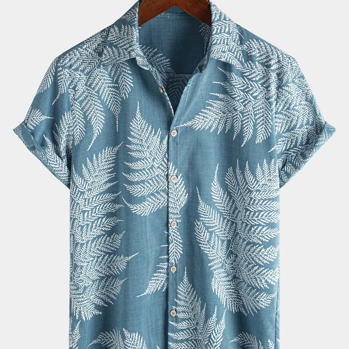 Men's Tropical Blue Button Up Short Sleeve Summer Shirt – Alsofitit